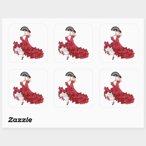 Square Flamenco Dancer Stickers | Zazzle
