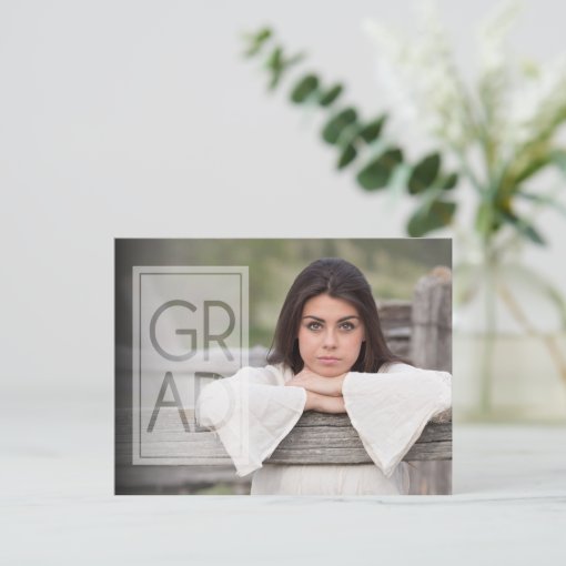 Square GRAD Overlay Photo Graduation Save the Date Postcard | Zazzle