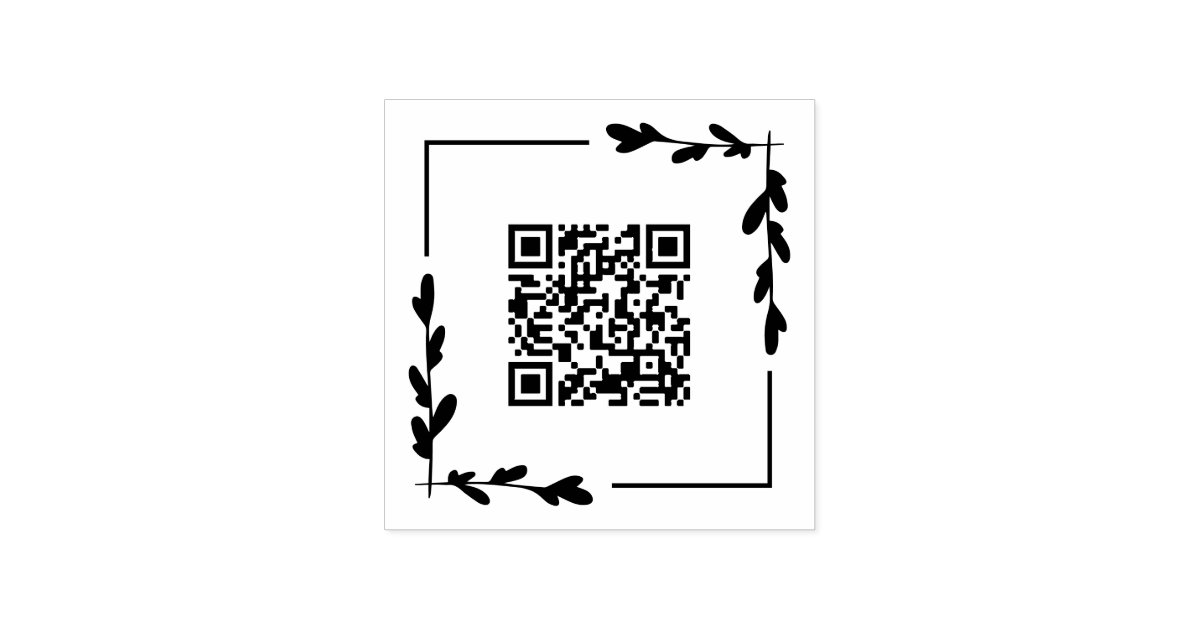 Square Greenery Frame Your QR Code Rubber Stamp | Zazzle