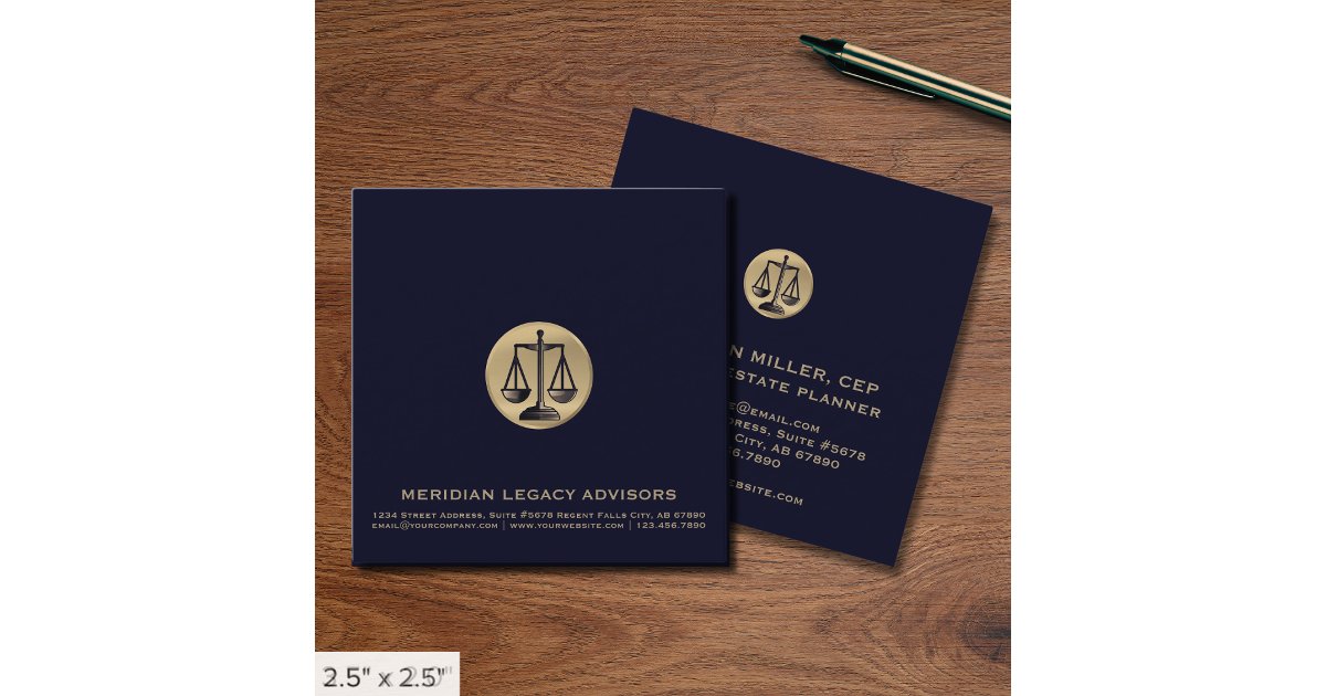 Square Legal Justice Scale Logo Square Business Card | Zazzle