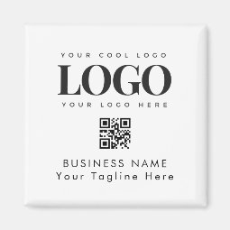 Square Magnet Add Custom Business Logo QR Code | Zazzle