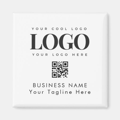 Square Magnet Add Custom Business Logo QR Code | Zazzle