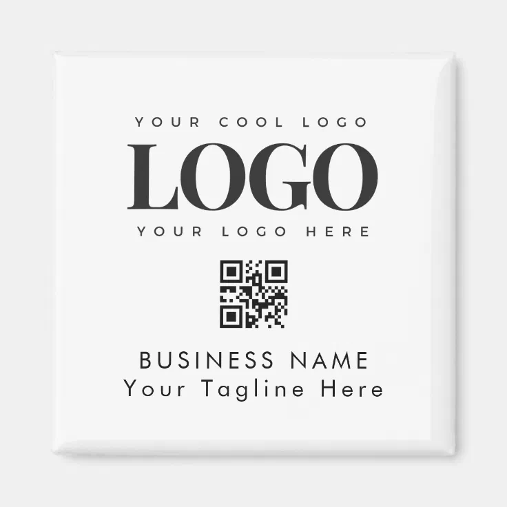 Square Magnet Add Custom Business Logo QR Code | Zazzle