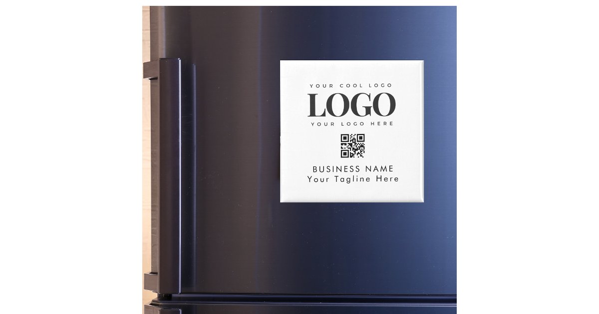 Square Magnet Add Custom Business Logo QR Code | Zazzle