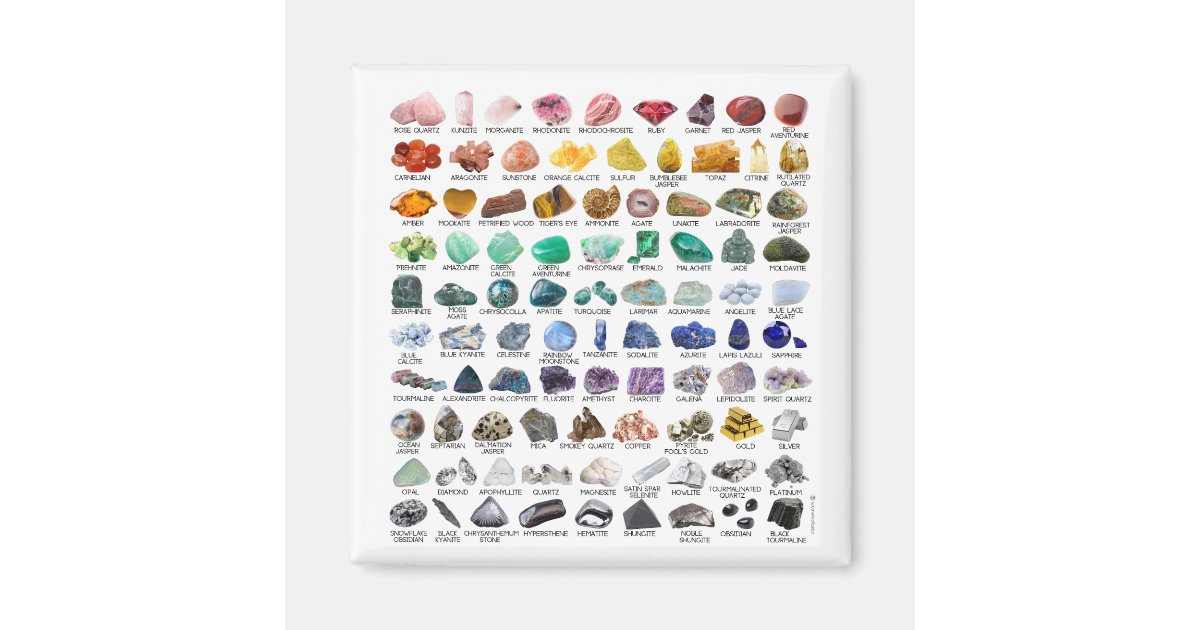 Square Magnet The Crystal Collection Rainbow Rocks | Zazzle