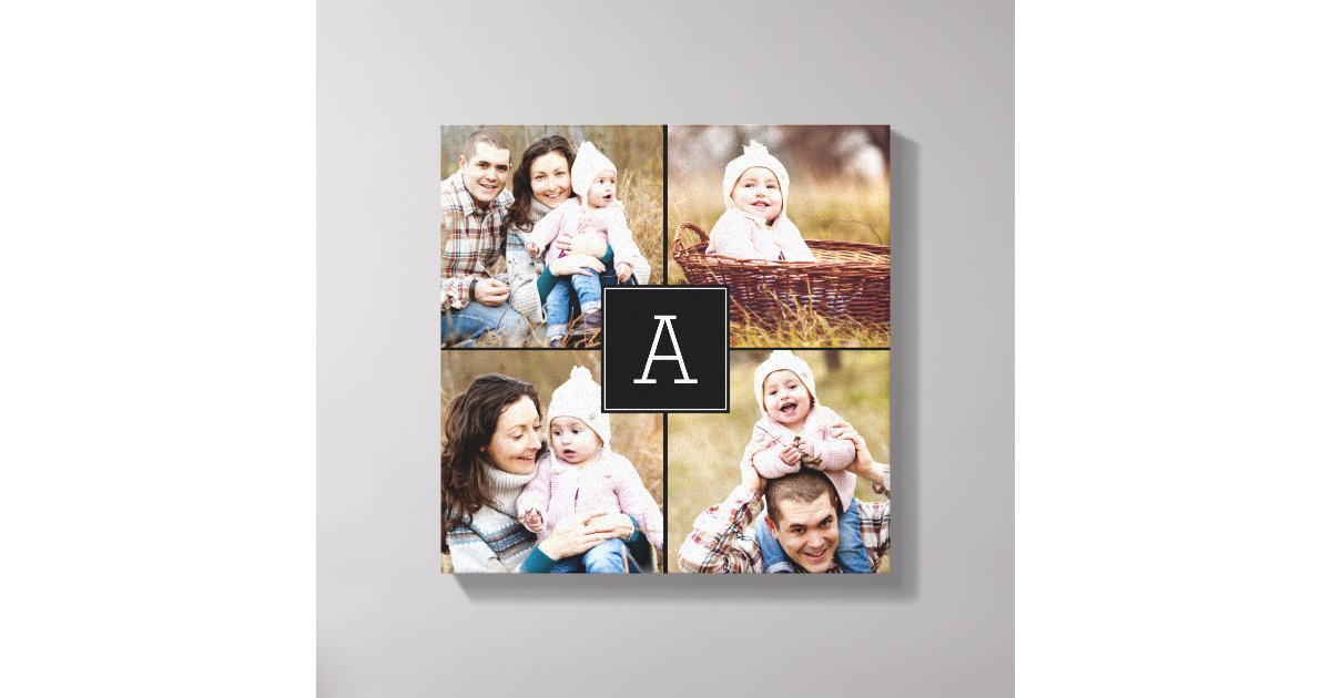 Square Monogram Custom Photo Canvas | Zazzle