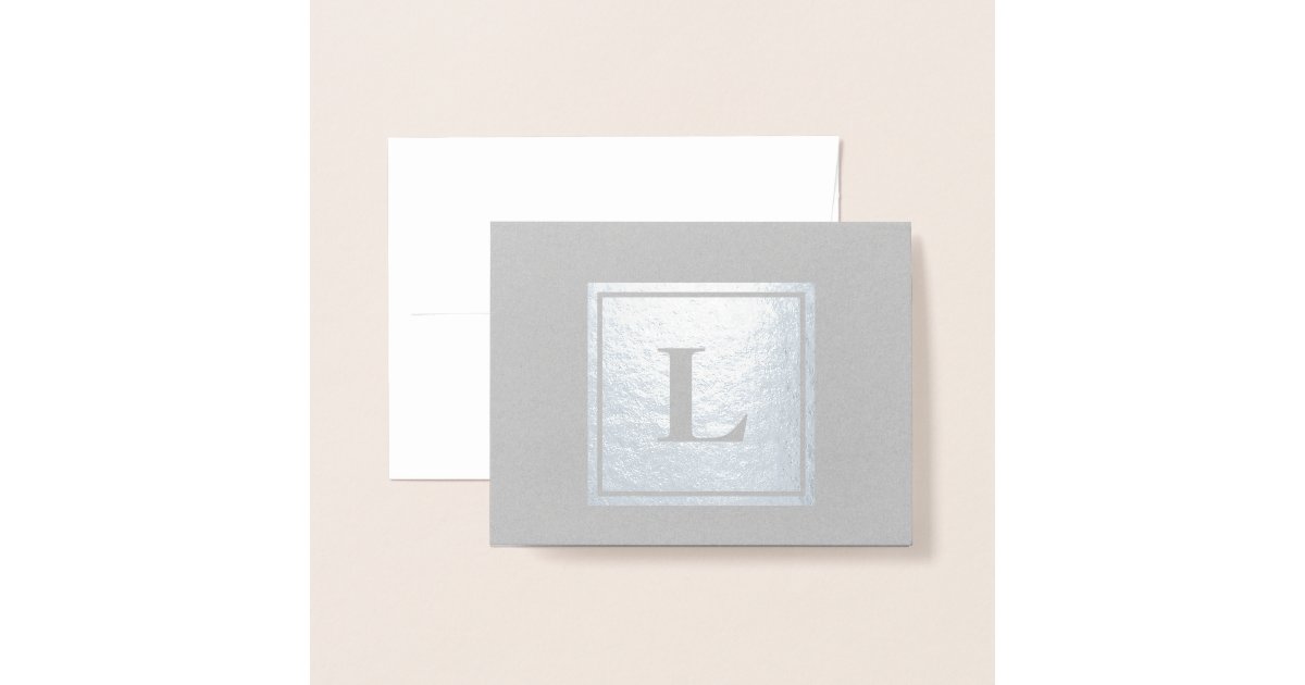 Square Monogram Thank You Note Foil Card | Zazzle