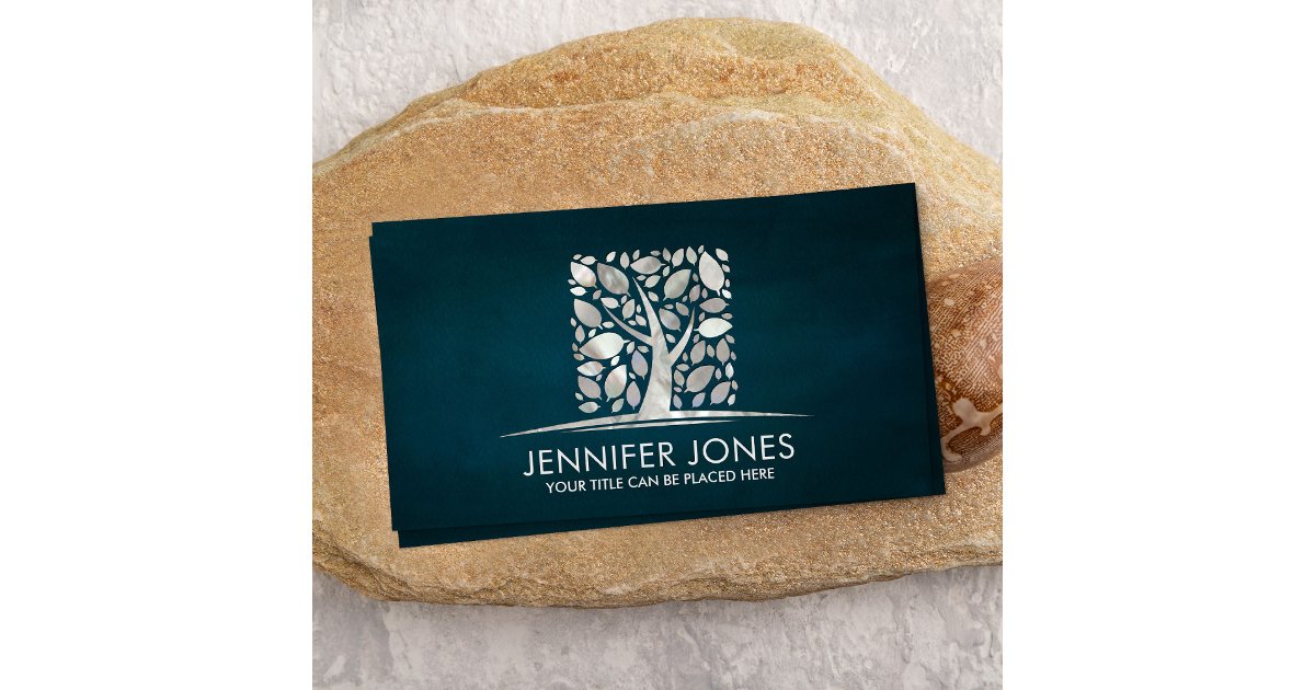 Square Mother of pearl Pearl Tree of life Art Business Card | Zazzle
