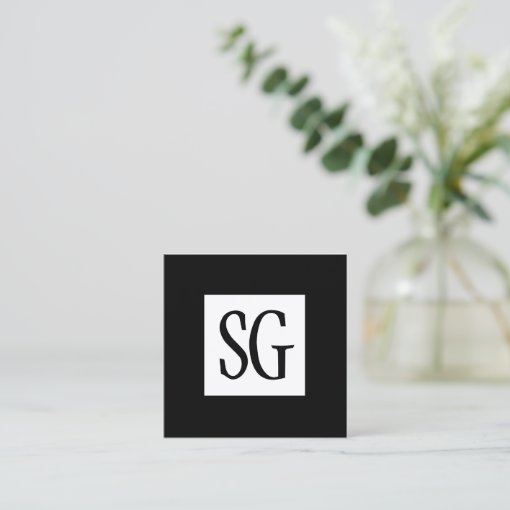 Square Panel - Initials - White and Black Square Business Card | Zazzle