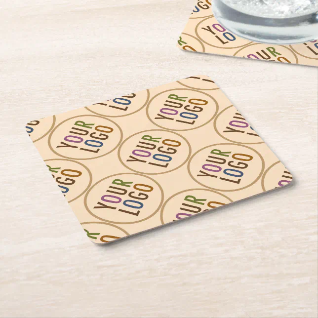 Square Paper Coasters Custom Logo Promotional Bulk | Zazzle