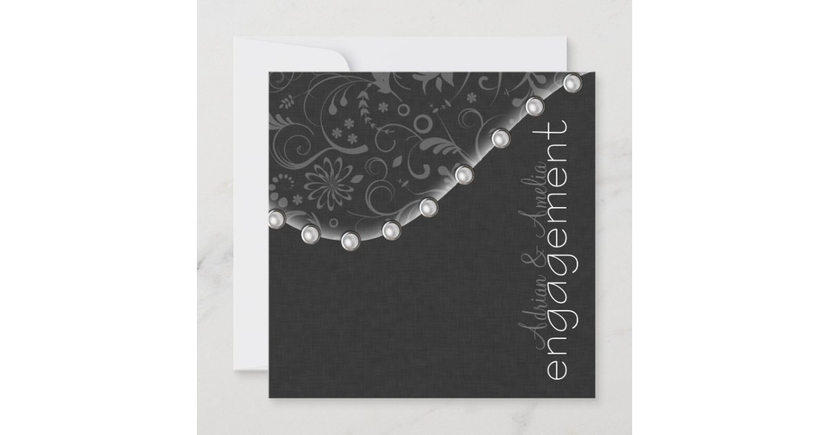 Square Pearl Engagement Invitation | Zazzle