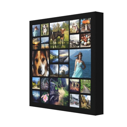 Square Photo Collage Grid with Your Pictures Canvas Print | Zazzle