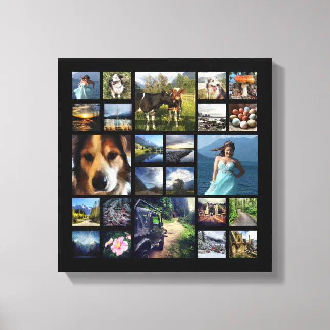 Square Photo Collage Grid with Your Pictures Canvas Print | Zazzle