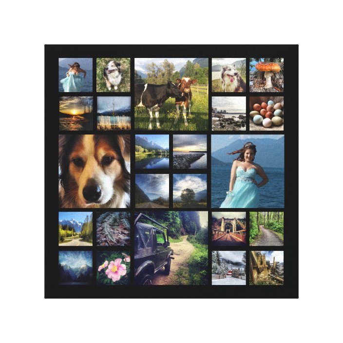 Square Photo Collage Grid with Your Pictures Canvas Print | Zazzle.com