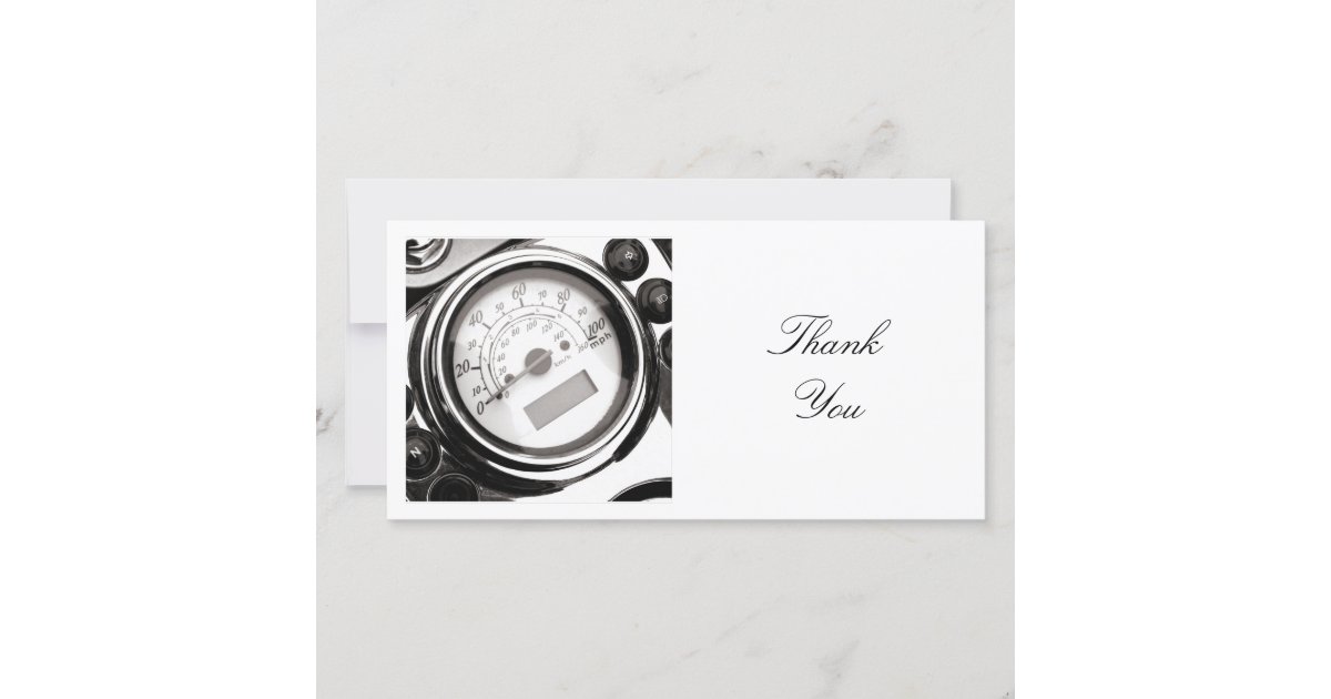 Square Photo - Motorbike Speedo Thank You Card | Zazzle