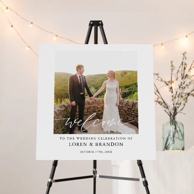 Square Photo Wedding Celebration Welcome Sign | Zazzle