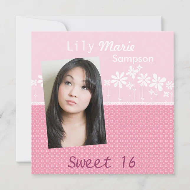 Square pink flowers birthday party invitation | Zazzle