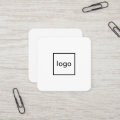 Square professional white add your custom logo square business card ...