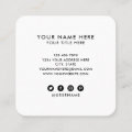 Square professional white add your custom logo square business card ...