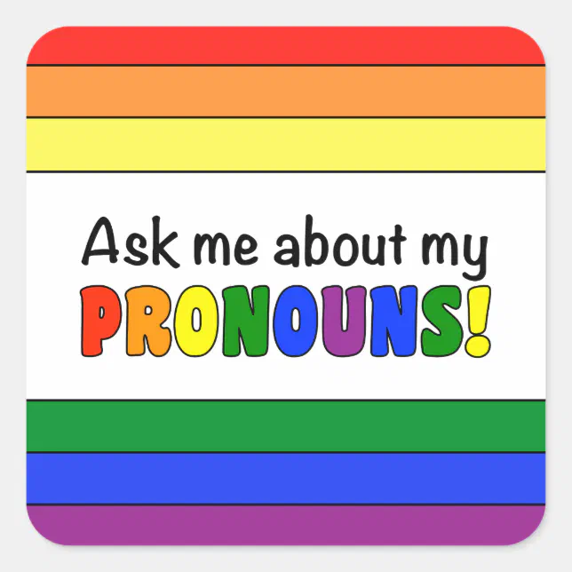 Square Pronouns Sticker (Rainbow) | Zazzle