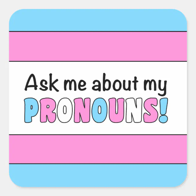 Square Pronouns Sticker (Trans Pride) | Zazzle