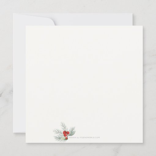 Square Red Berries Border Peace Love + Joy Holiday | Zazzle