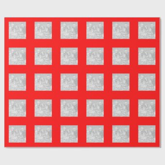 Square Red Border Photo Wrapping Paper | Zazzle