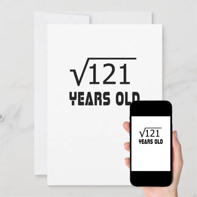Square Root of 121 11 yrs years old 11th birthday Card | Zazzle