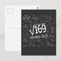 Square Root of 169 13th Birthday 13 Years Old Postcard | Zazzle