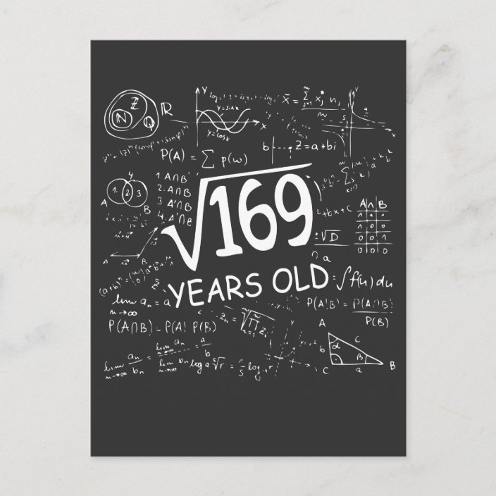 Square Root of 169 13th Birthday 13 Years Old Postcard | Zazzle.com