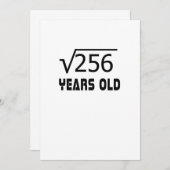 Square Root of 256 16 yrs years old 16th birthday Card | Zazzle