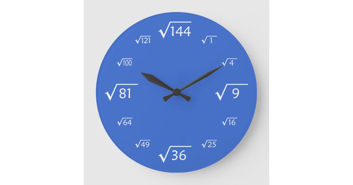 Square Root Wall Clock (Blue/White) | Zazzle
