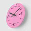 Square Root Wall Clock (Pink/Black) | Zazzle