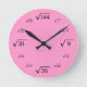 Square Root Wall Clock (Pink/Black) | Zazzle