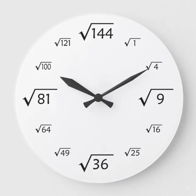 Square Root Wall Clock (White/Black) | Zazzle