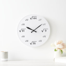 Square Root Wall Clock (White/Black) | Zazzle