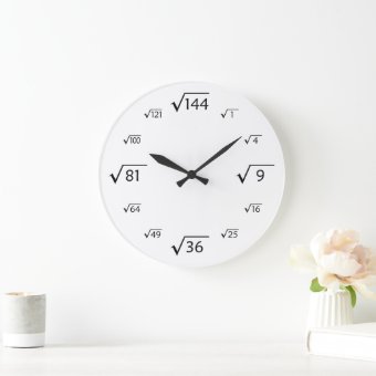 Square Root Wall Clock (White/Black) | Zazzle