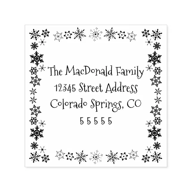 Square Snowflakes - Self-Inking Address Stamp | Zazzle