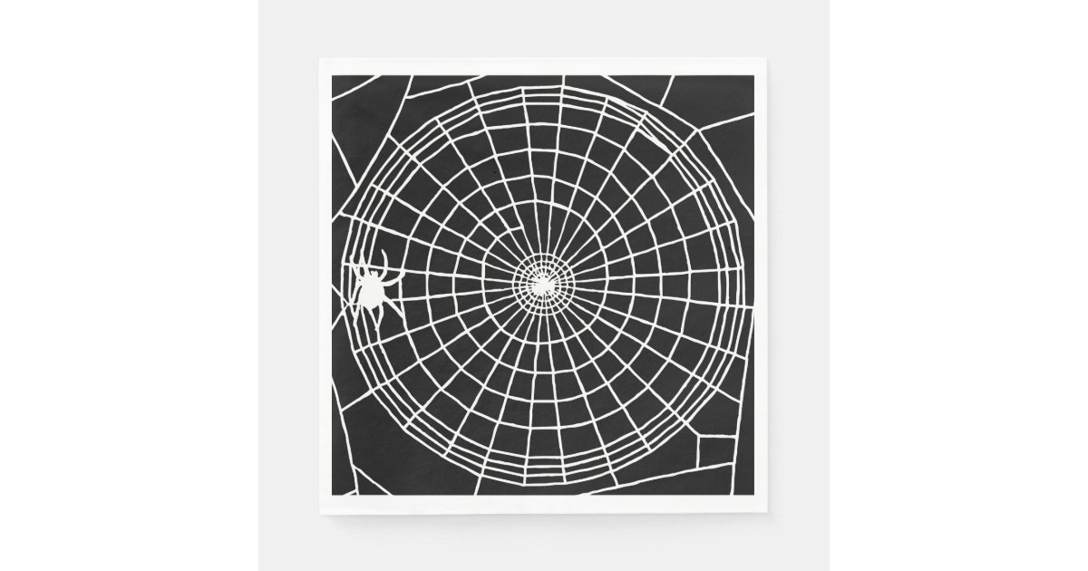 Square Spider Web, Scary Halloween Design Napkins | Zazzle