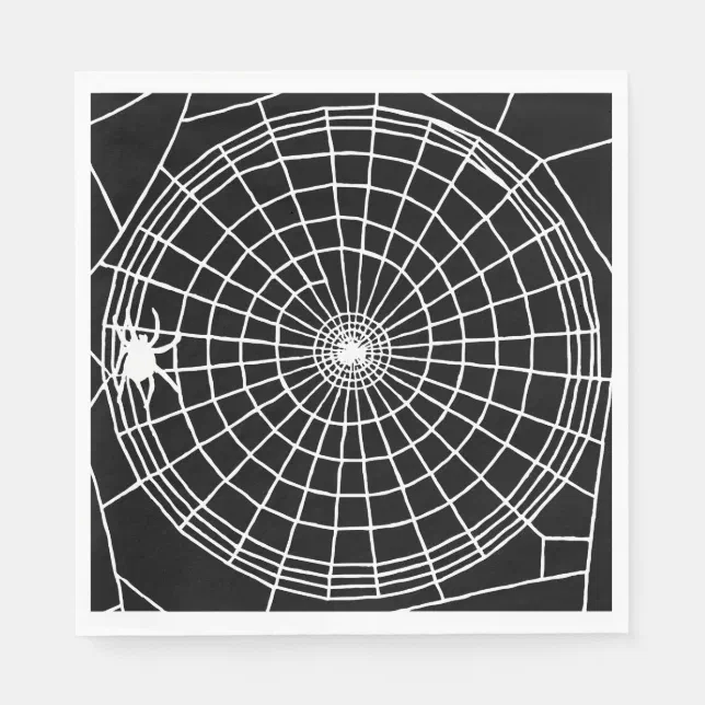Square Spider Web, Scary Halloween Design Napkins | Zazzle