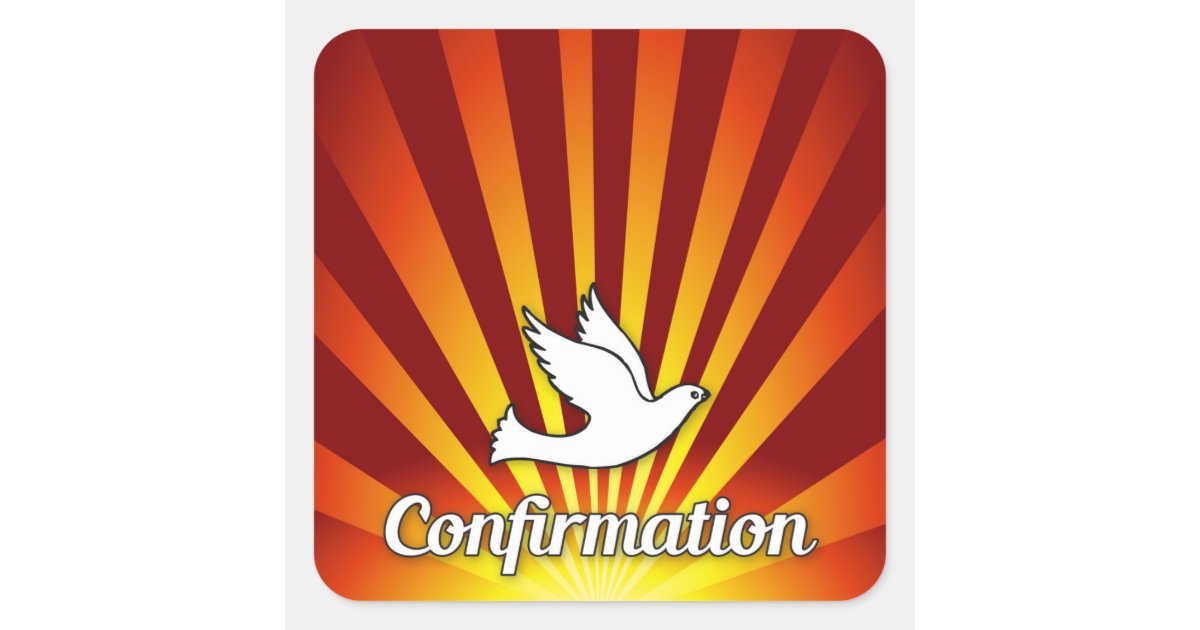 Square Sticker, Dove with Red Rays, Confirmation Square Sticker | Zazzle