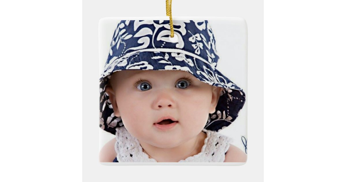 Square sweet baby image ceramic ornament | Zazzle