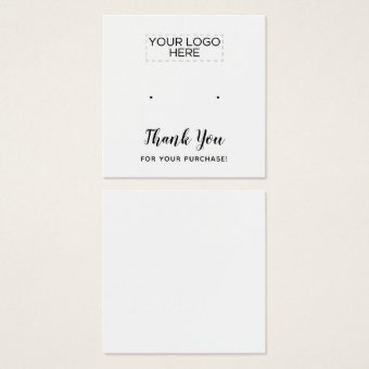 Square Thank You White Simple Earring Display Card | Zazzle