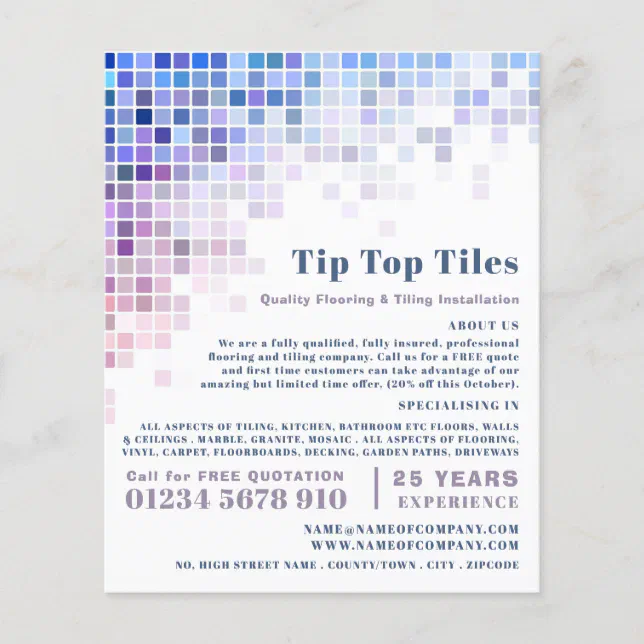 Square Tiles, Floorer, Tile Installer Advertising Flyer | Zazzle