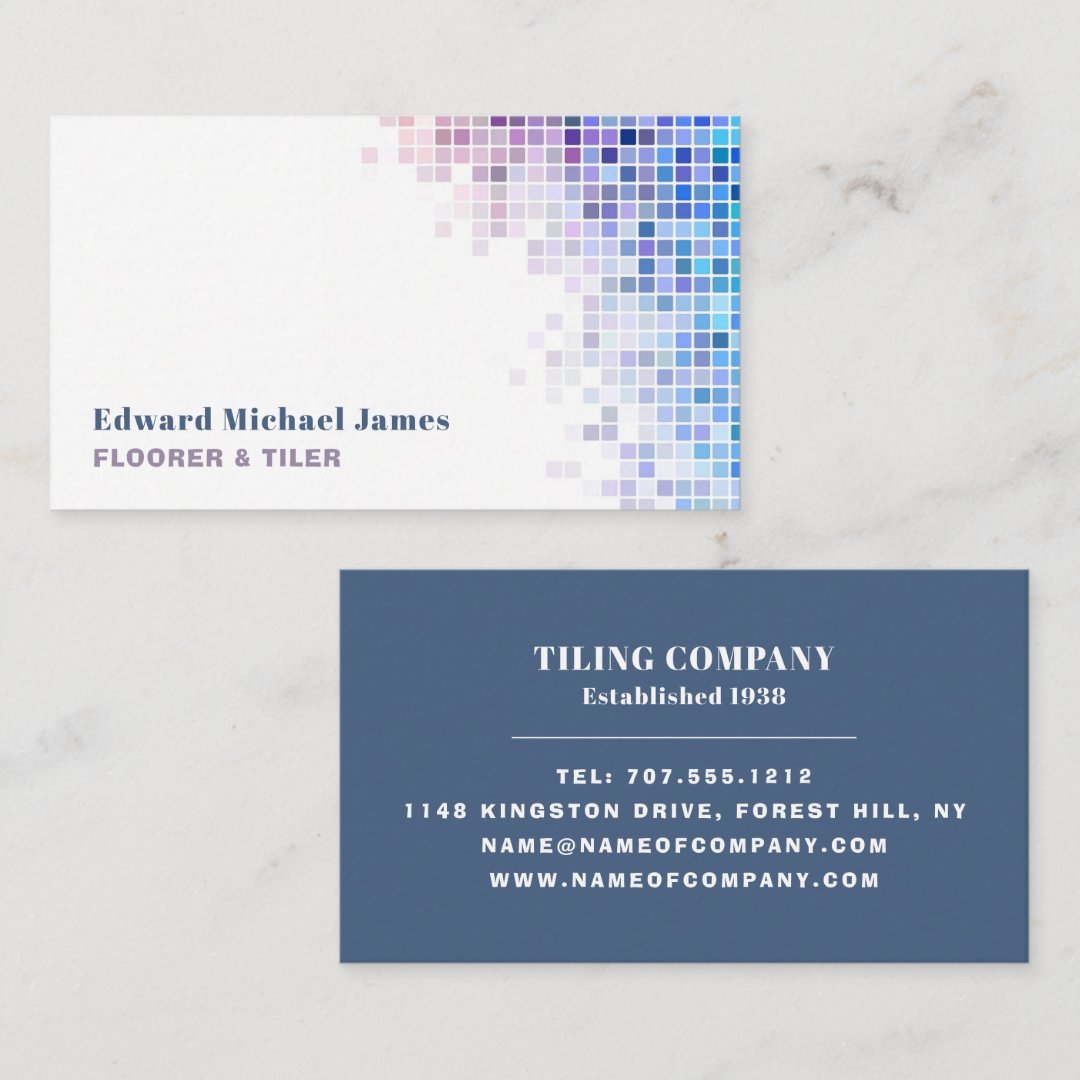 Square Tiles, Floorer, Tile Installer Business Card | Zazzle