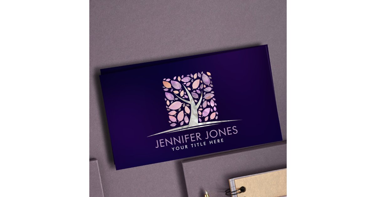 Square Tree of life - Charoite and Fluorite Business Card | Zazzle