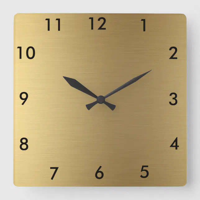 Square Wall Clock Gold Color | Zazzle