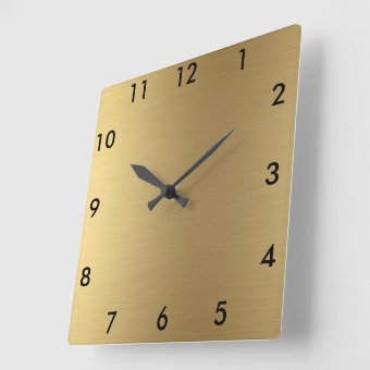 Square Wall Clock Gold Color | Zazzle