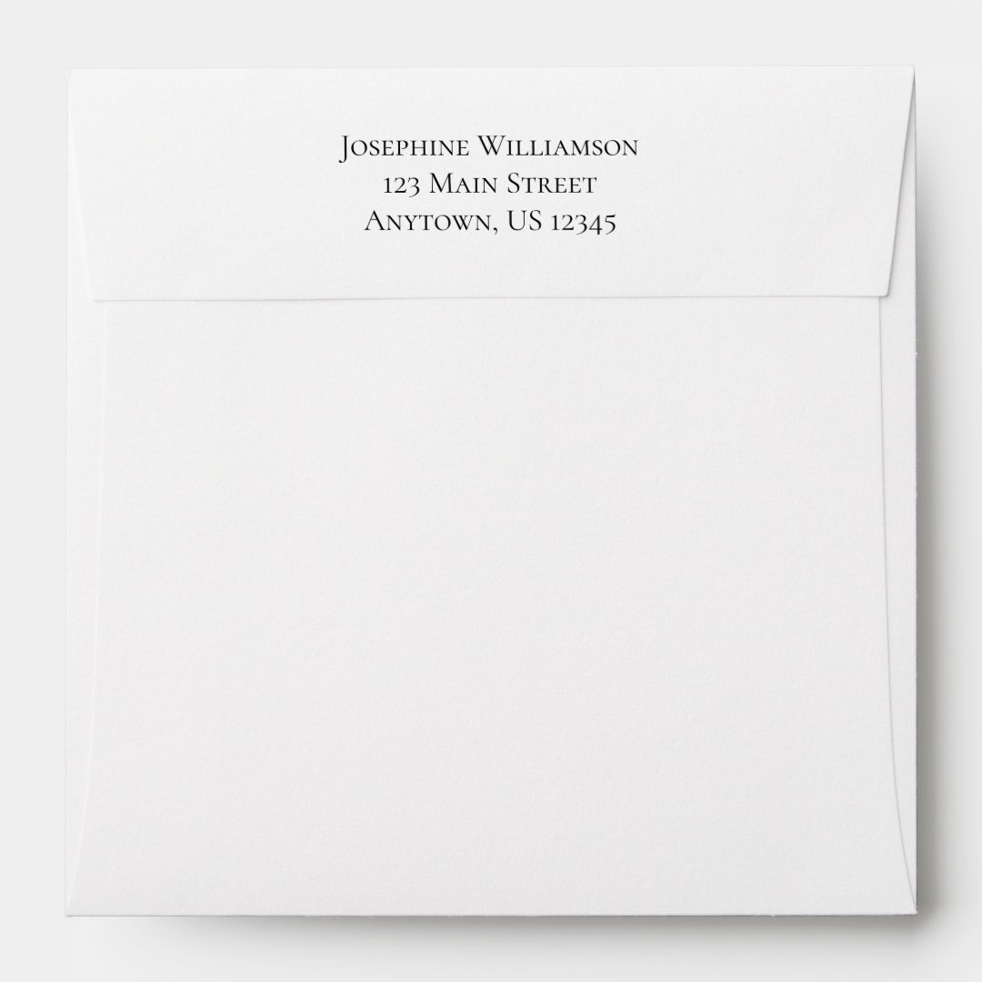 Square White Plain Simple Return Address Envelope | Zazzle