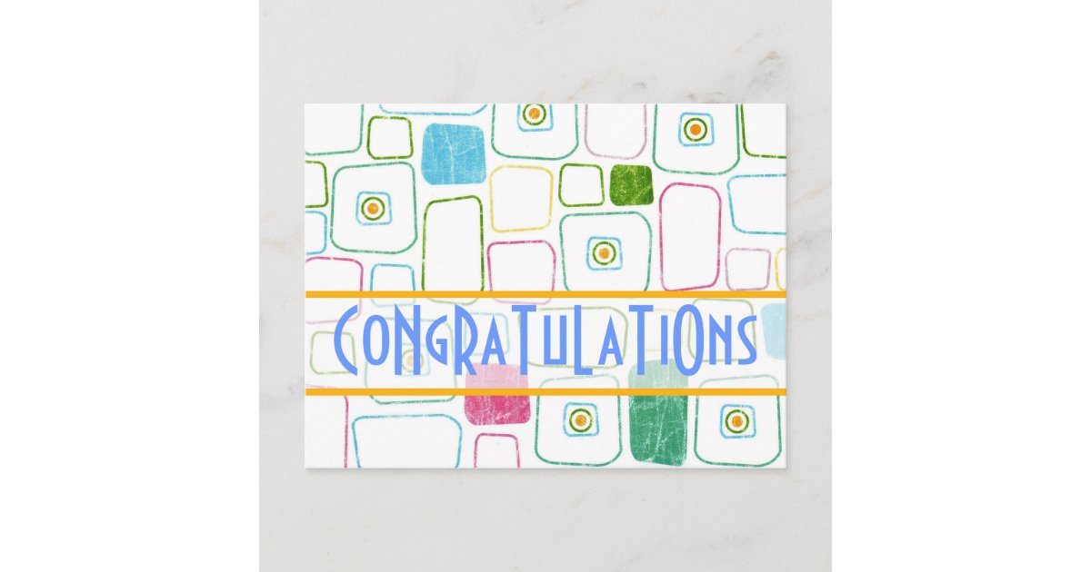 Squares in orange, CoNgRaTuLaTiOns Postcard | Zazzle